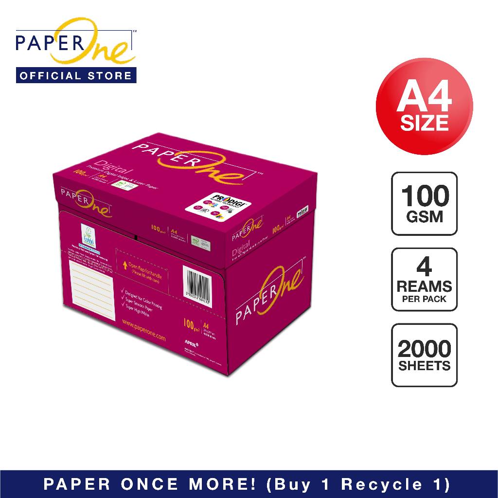 PaperOne A4 Digital Paper 100gsm 2000 Sheets (4 Reams) | Shopee Malaysia