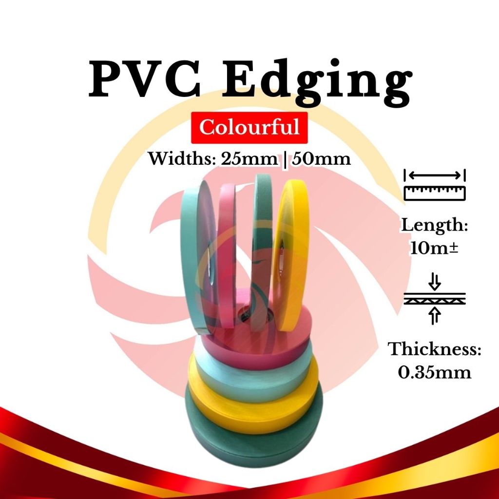 PVC Edging Colorful (25mm/50mm x 10Meter) High Gloss Type/Texture Type ...