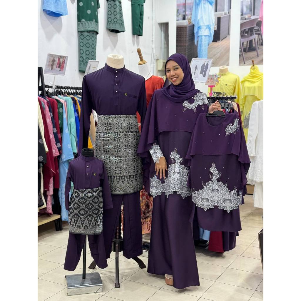 SET FAMILY NATASHA / DARK PURPLE / NEW DESIGN RAYA /SET RAYA/ BAJU RAYA ...