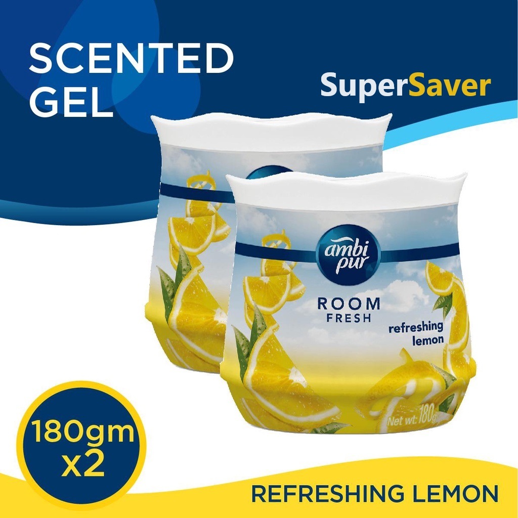 Ambi Pur Room Fresh Air Freshener Gel Refreshing Lemon (180g x 2s) | Shopee Malaysia