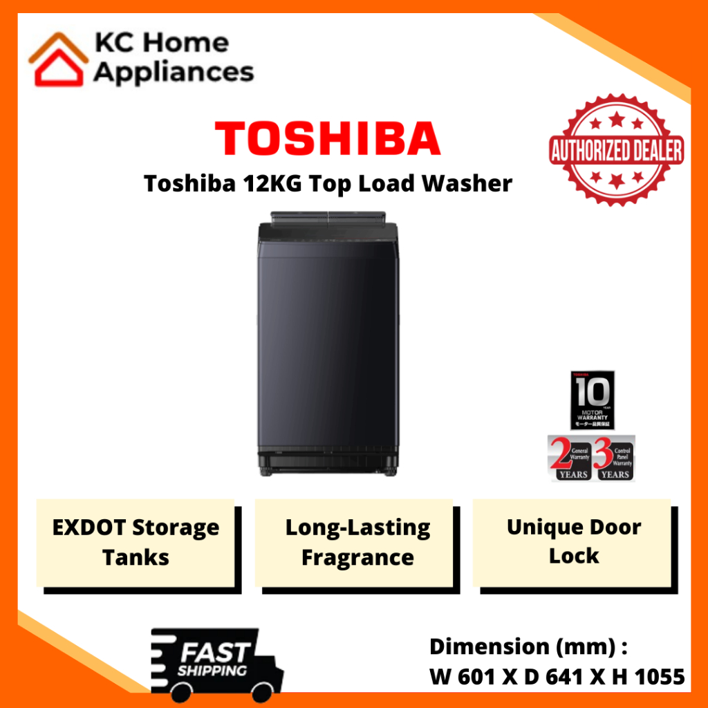 Toshiba 12KG Auto Washing Machine | Origin Inverter | AW-DUM1300KM(MK ...