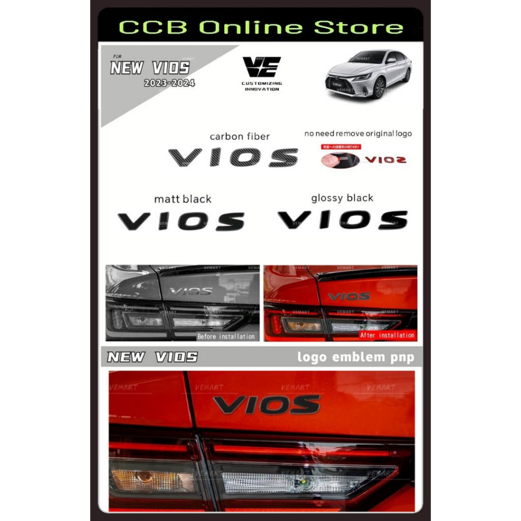 TOYOTA VIOS 2023-2024 Wording Logo Emblem PnP Frame Accessories ...