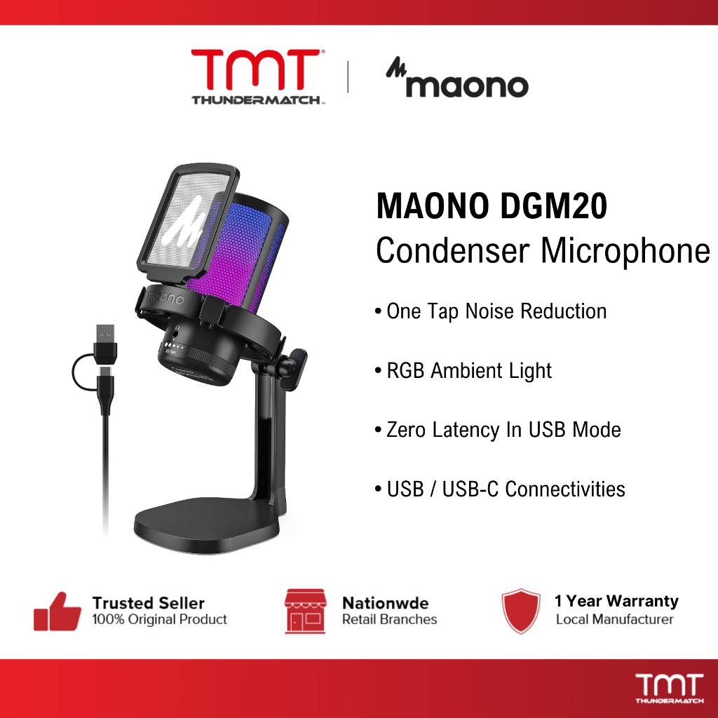 Maono DGM20 Conder USB Gaming RGB Microphone - 1 Year Warranty | Shopee ...