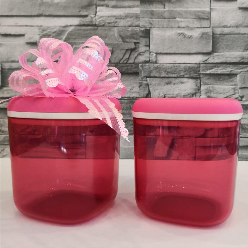 Tupperware Pink Crystalline Canister 780ml 2 unit acrylics keep candy ...
