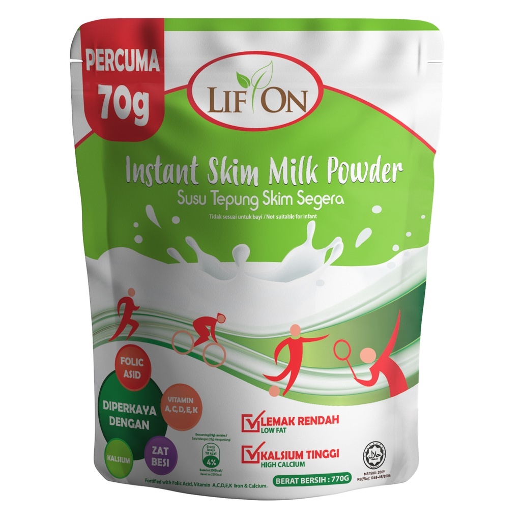 Lif On Instant Skim Milk 700g + FREE 70g | Shopee Malaysia