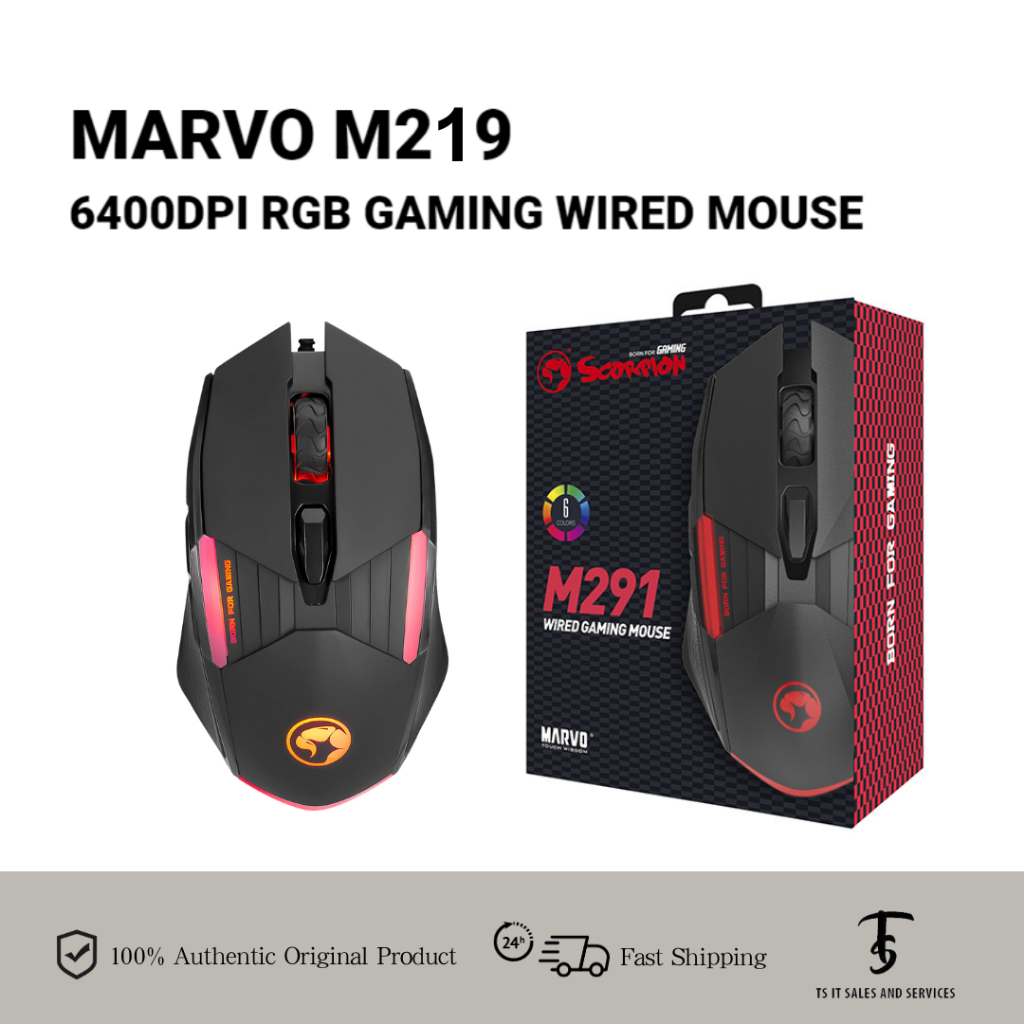 🔥Ready Stock🔥Marvo M519 / M291 12000 DPI Gaming Mouse With RGB Lighting ...