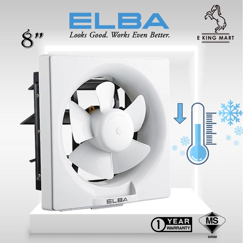 ELBA Wall Mounted Ventilation Fan 8 Inch EVF-E0805(WH) Ventilator ...