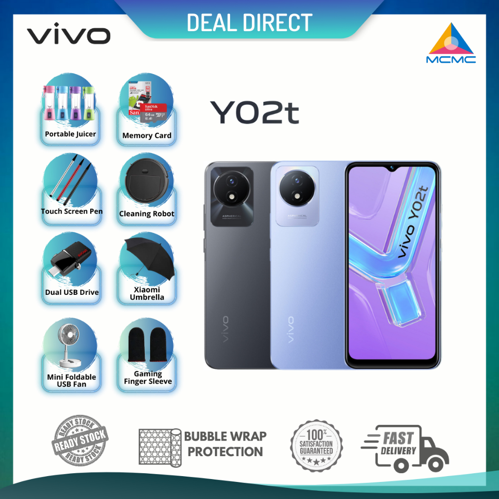vivo Y02T (4+4GB Extended RAM l 128GB ROM) 5000mAh Battery 6.51″ HD+ ...