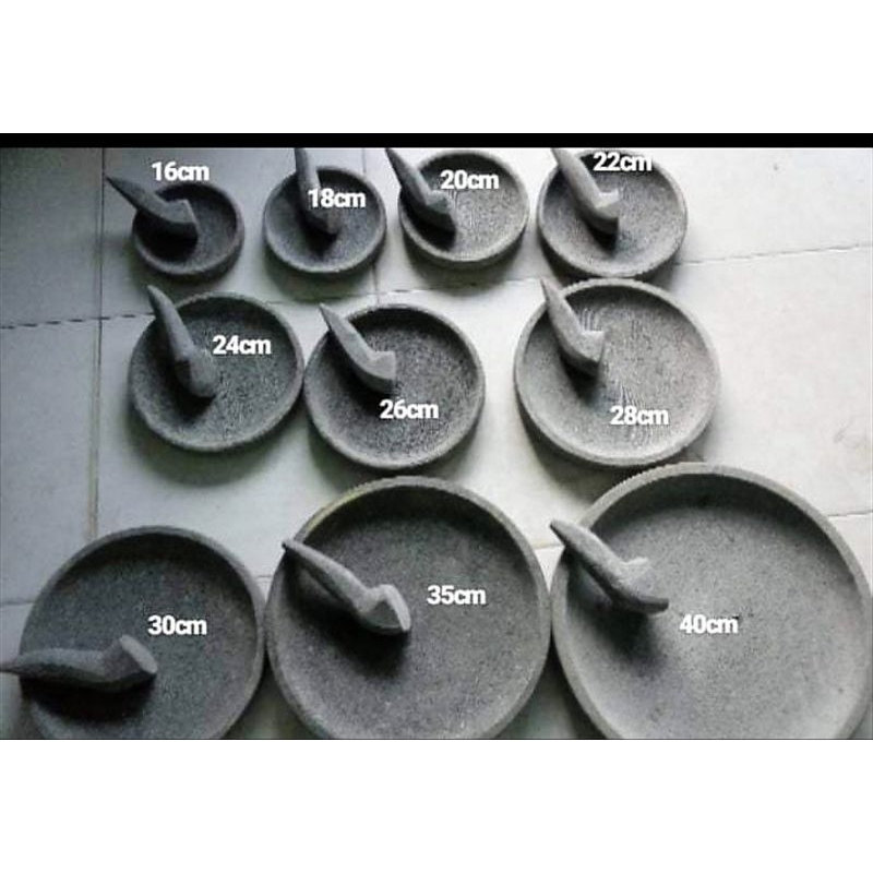 [Ready Stok] Cobek batu lava gunung merapi Bukan campur semen 1 Set ...