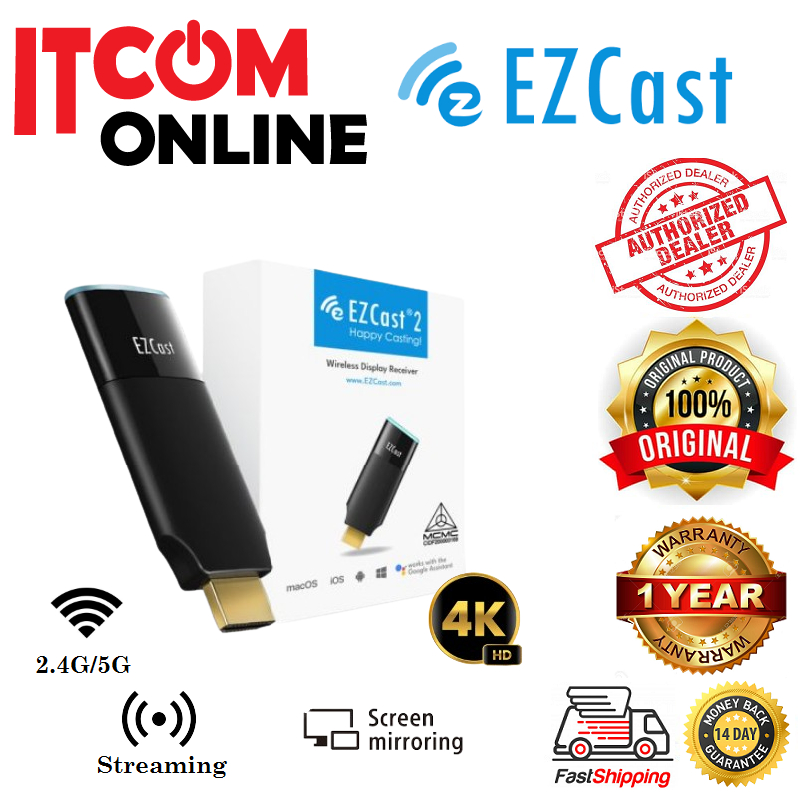 EZCAST 2 MIRROR SCREEN WIRELESS DONGLE 4K 1080P SUPPORT ANDROID/IOS/WIN ...