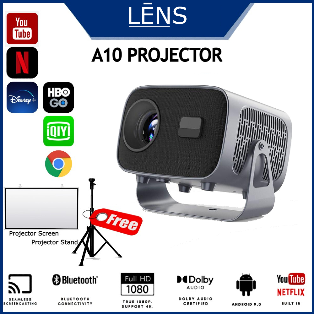 Newest A10 Android 11 Smart LED Projector with 5G Dual WIFi Auto Focus ...