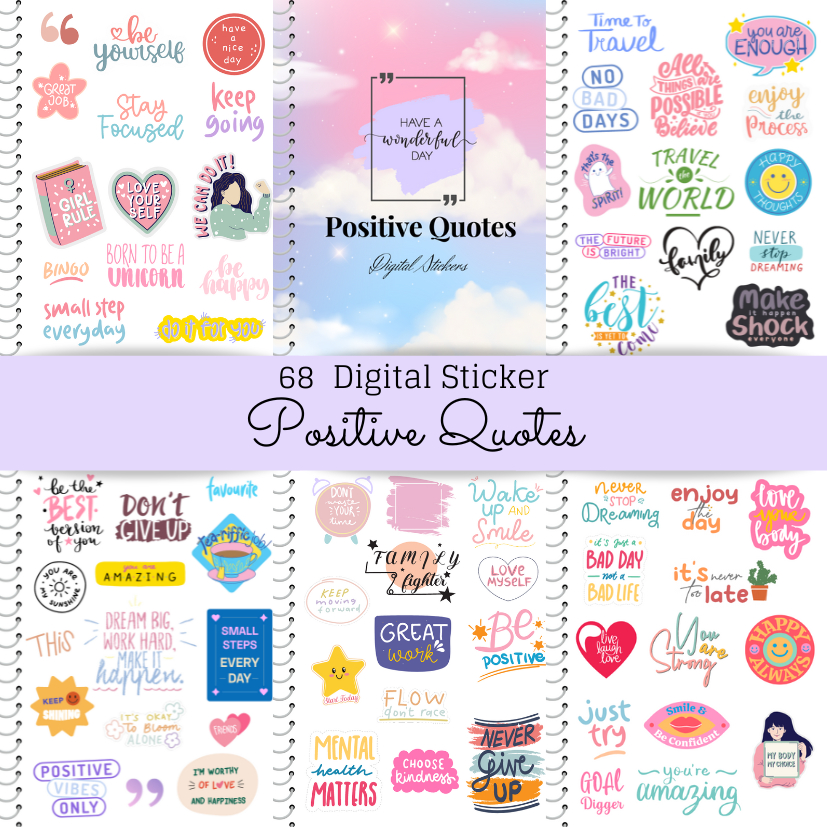 Digital Stickers for Planner: Positive Quotes PNG || GoodNotes ...