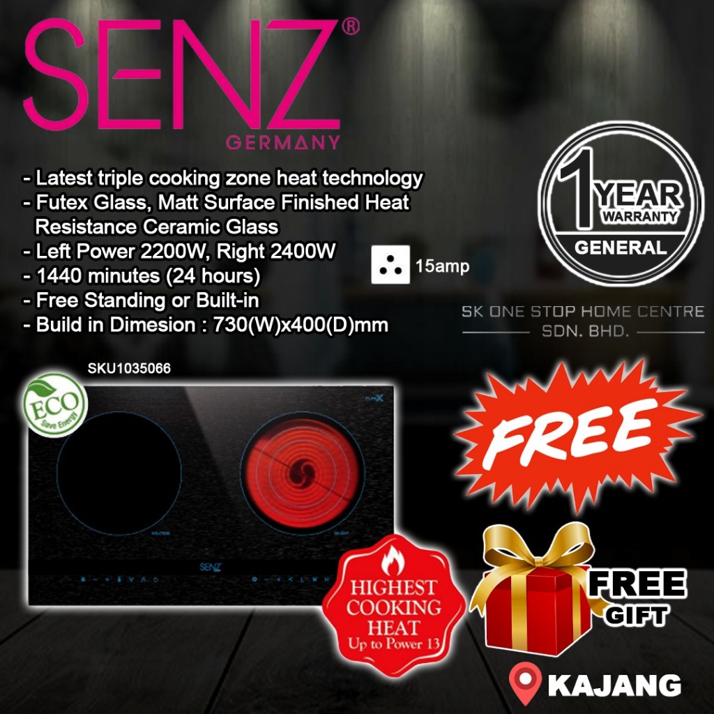 (AUTHORISED DEALER) SENZ 2 in 1 Smart Induction & Ceramic Cooker Hob SZ ...