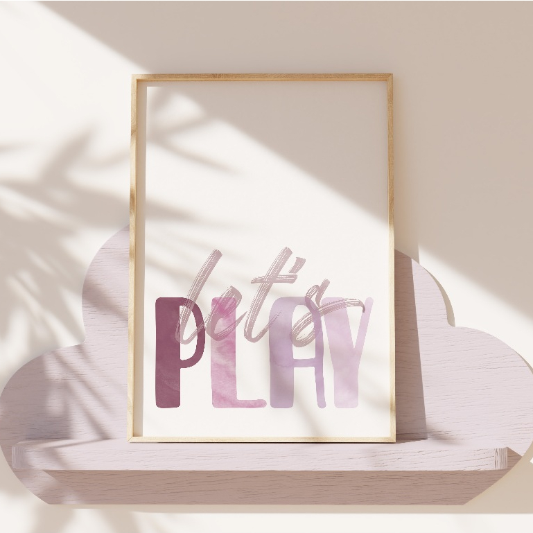 Let's Play Poster with frame in Purple theme (Nursery Series) in A3/A4 ...