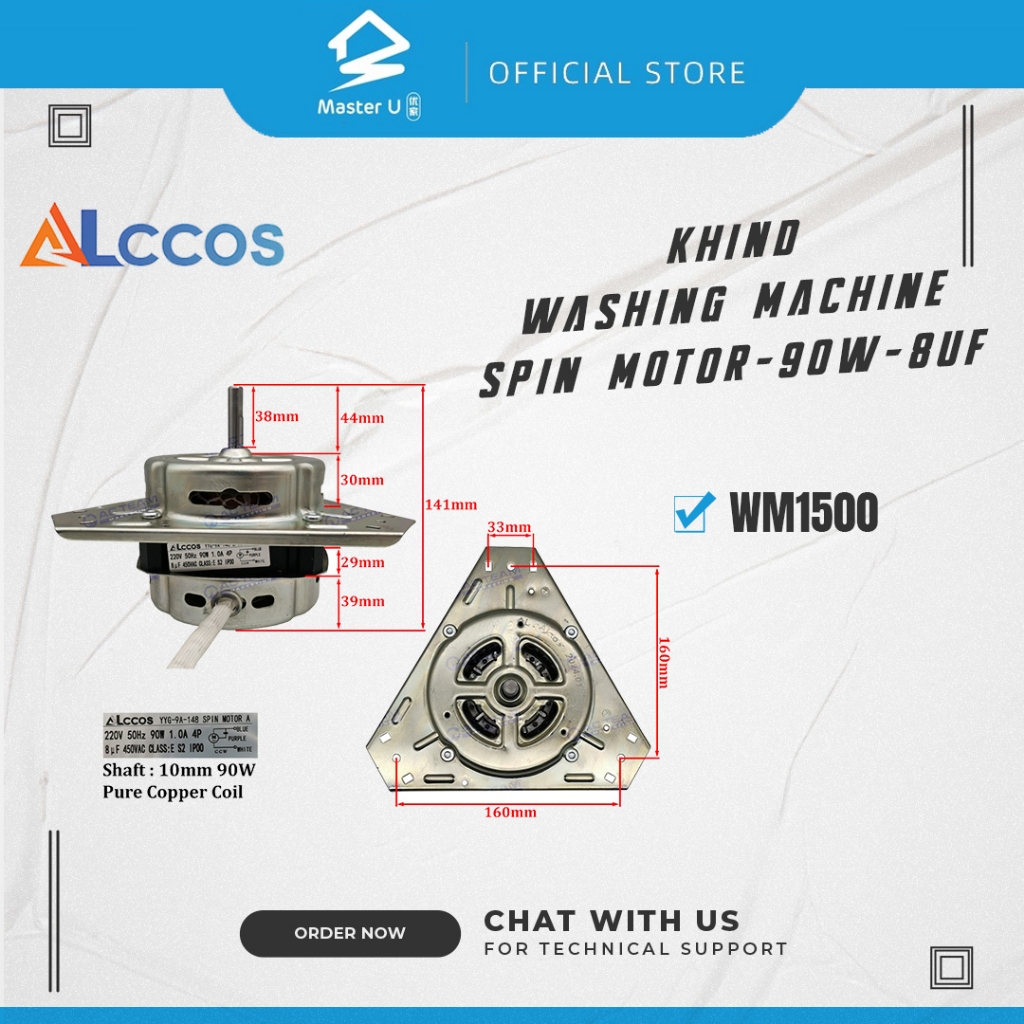 KHIND WM1500 SEMI AUTO WASHING MACHINES SPIN MOTOR - 90W 8UF | Shopee ...