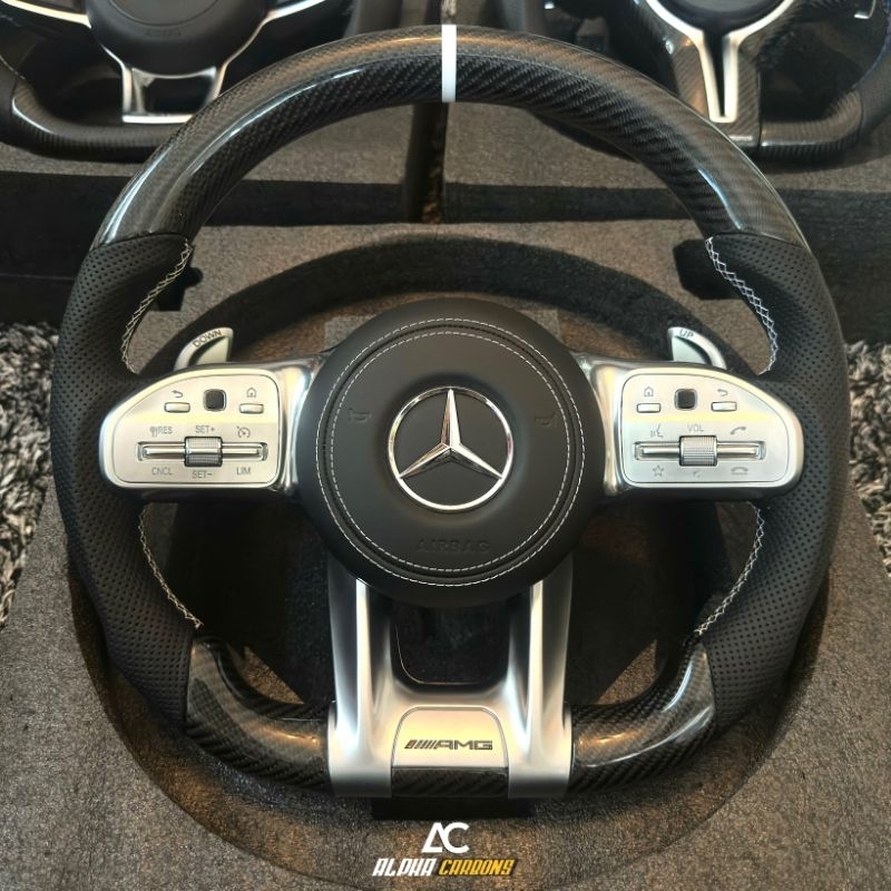 Mercedes Benz AMG Carbon Fiber Steering Wheel with Perforated Leather ...