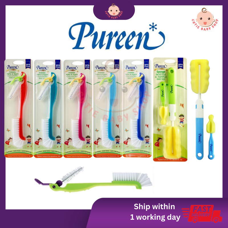 Pureen Foldable Bottle & Nipple Cleaning Brush Berus Botol Bottle Brush ...