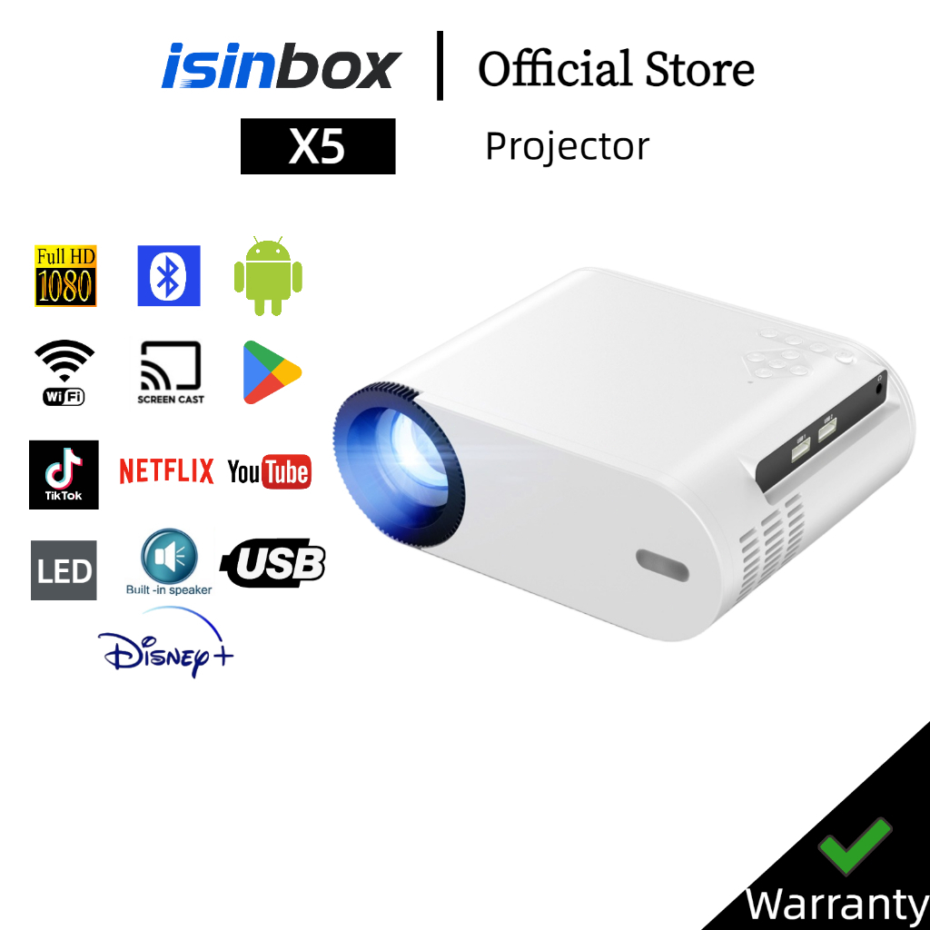 isinbox X5 Android Projector WiFi Bluetooth Smart Projector 1080P HD ...