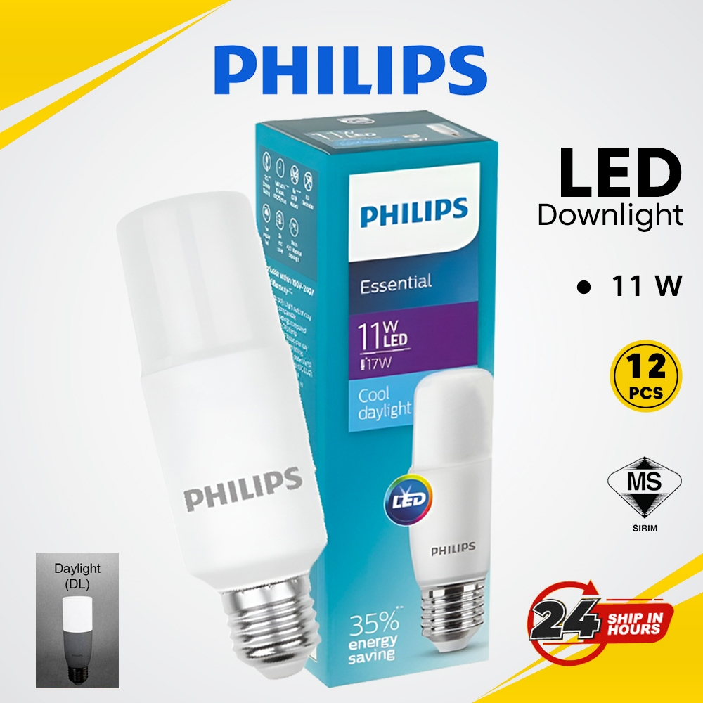 PHILIPS Essential LED Stick 11W E27 (6500K) Cool Daylight - 12 Pcs ...