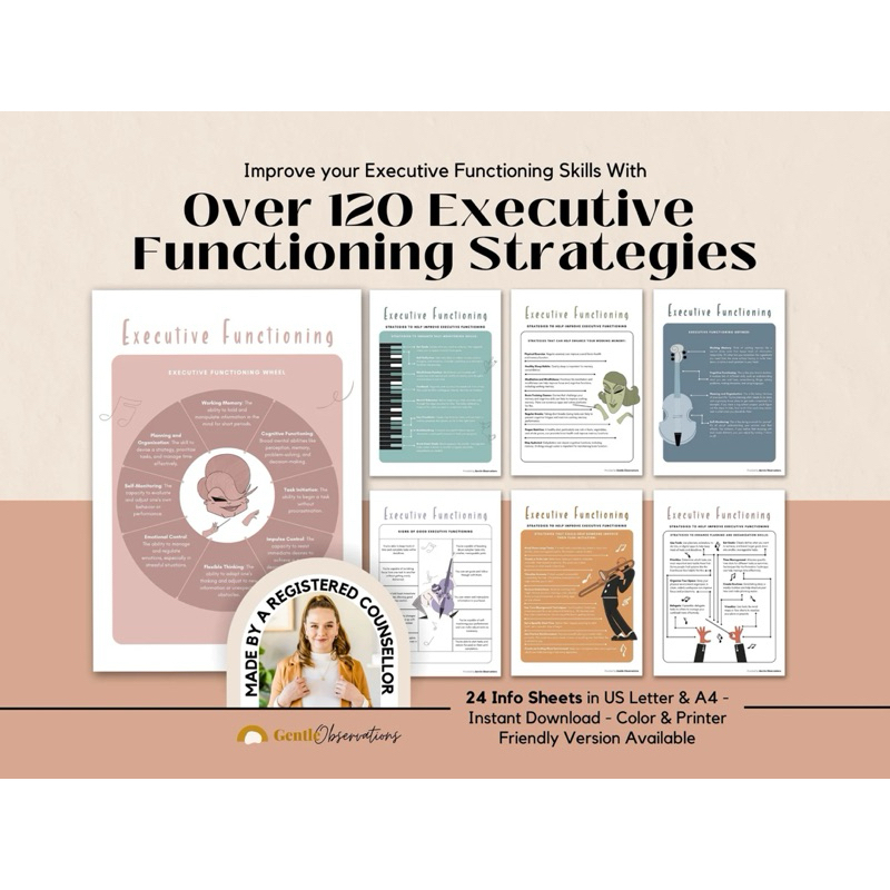 Executive Functioning Skills & Strategies Psychoeducation Worksheets ...