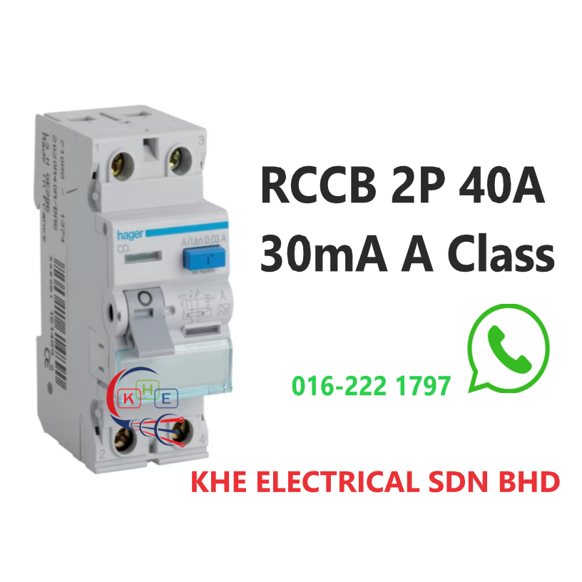 HAGER RCCB 2P 40A 30mA A Class | Shopee Malaysia