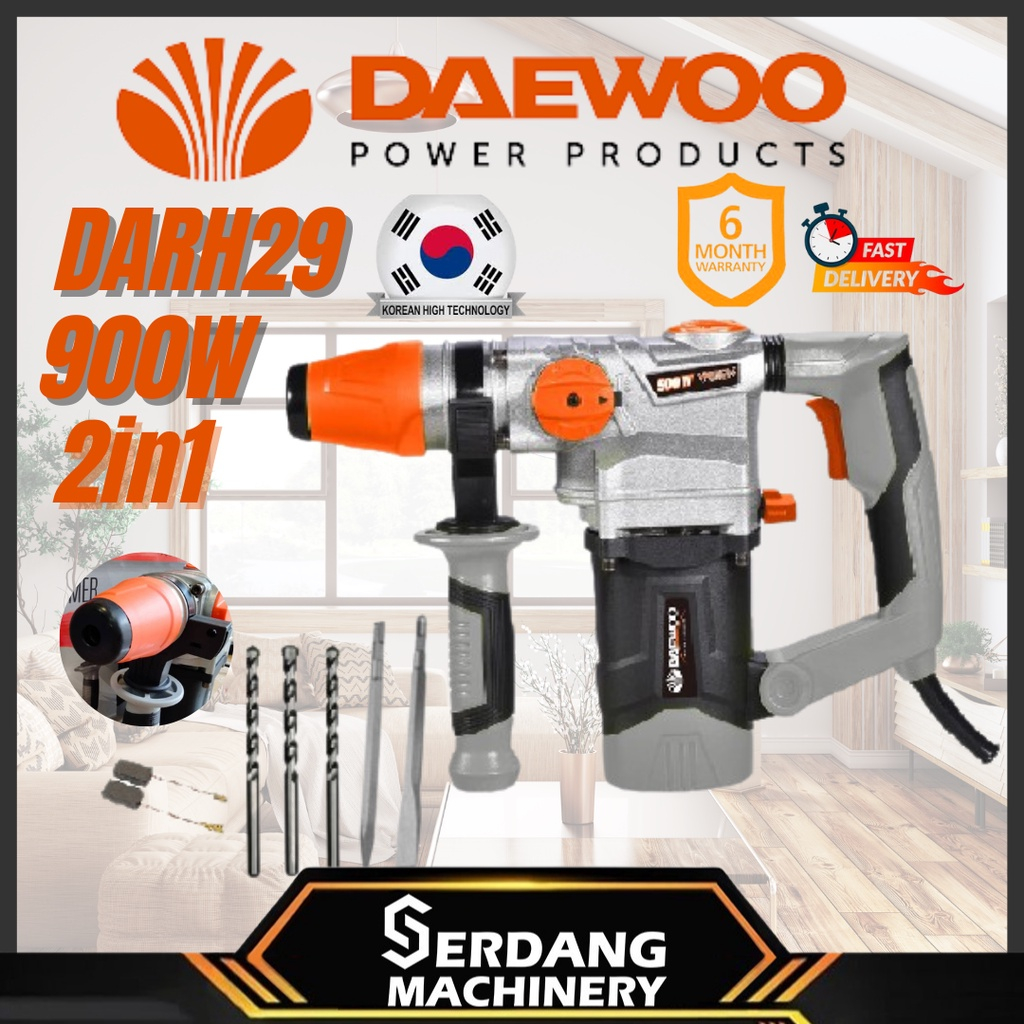 DAEWOO 900W 2in1(Hammer Drill/Hacking) Rotary Hammer DARH29 - 5J Impact ...