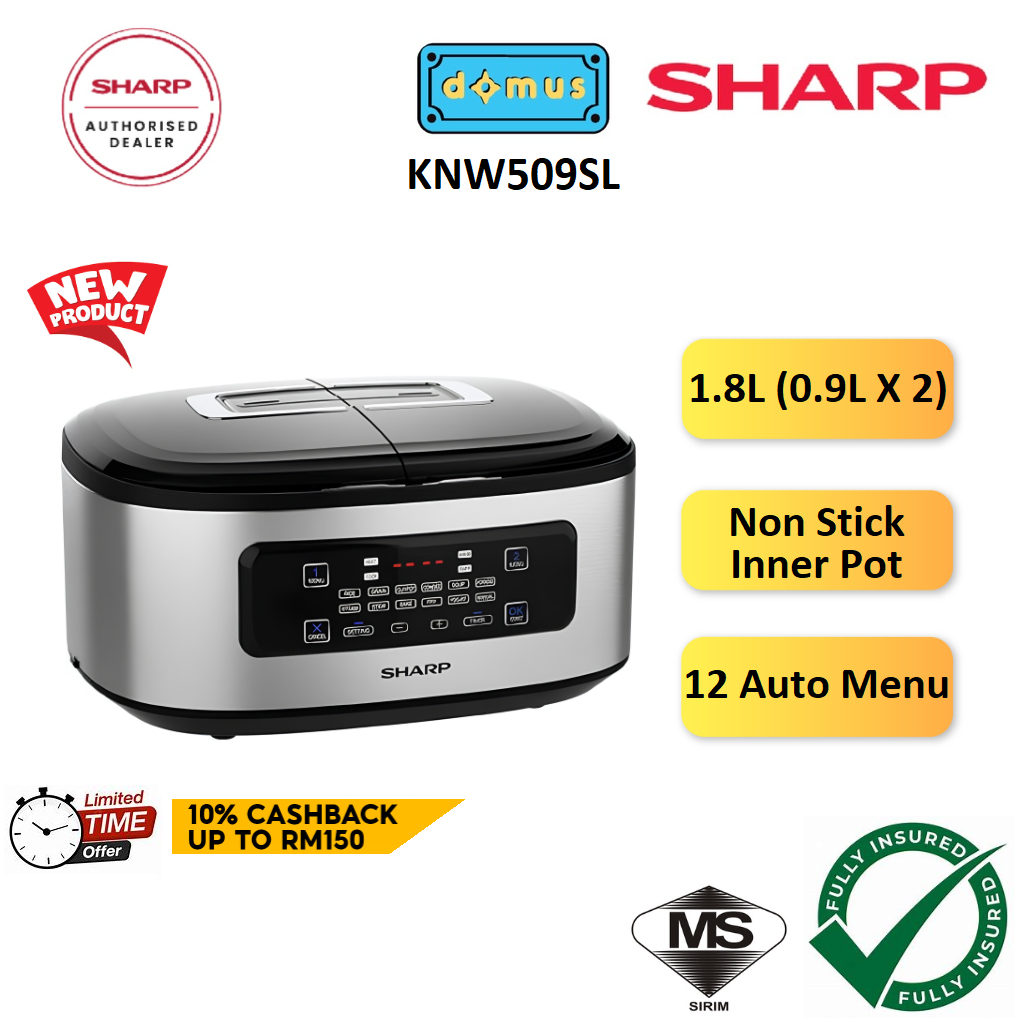 Sharp Twin Cooker 1.8L 0.9L x 2 Rice Cooker Multicooker With Food ...