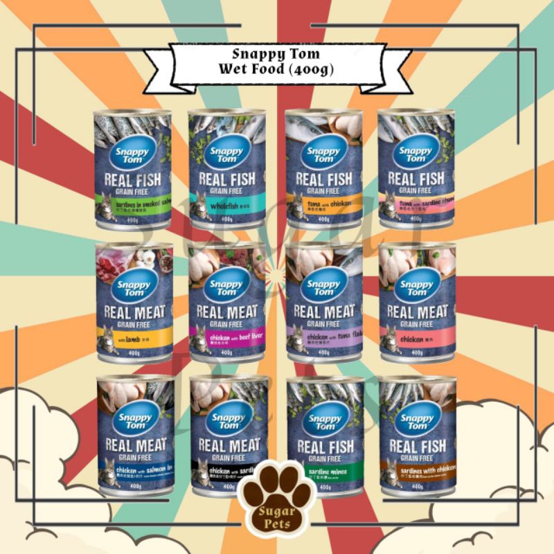 Snappy Tom Canned 400g Wet Food Cat Chicken,Lamb,Beef,Sardine,Tuna x ...