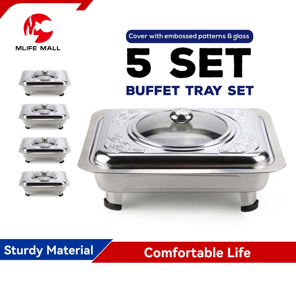 5 SETS 34x28 BUFFET EMBOSSED / BUFFET TRAY SET / BUFFET FOOD TRAY ...