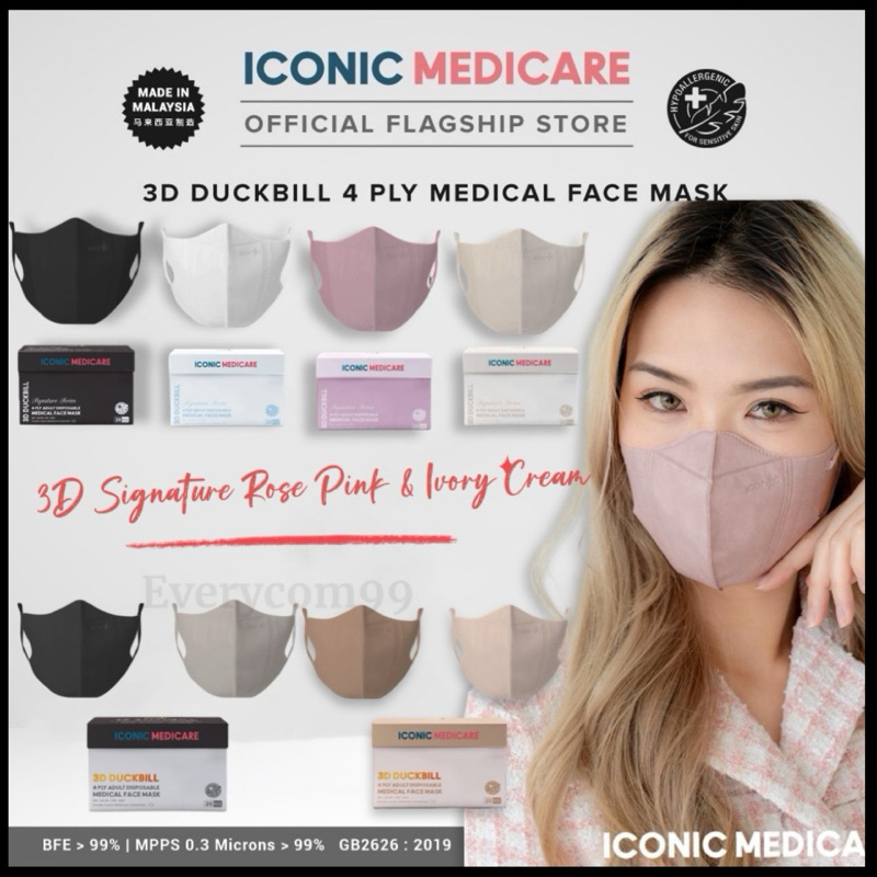 Iconic Medicare 4 Ply 3D Duckbill Adult Medical Face Mask (20pcs ...