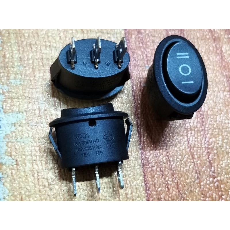 KCD1 PB86-A1 ON/OFF Round Rocker Toggle Switch 6A 250VAC Plastic Power Push Button Panel Opening ...