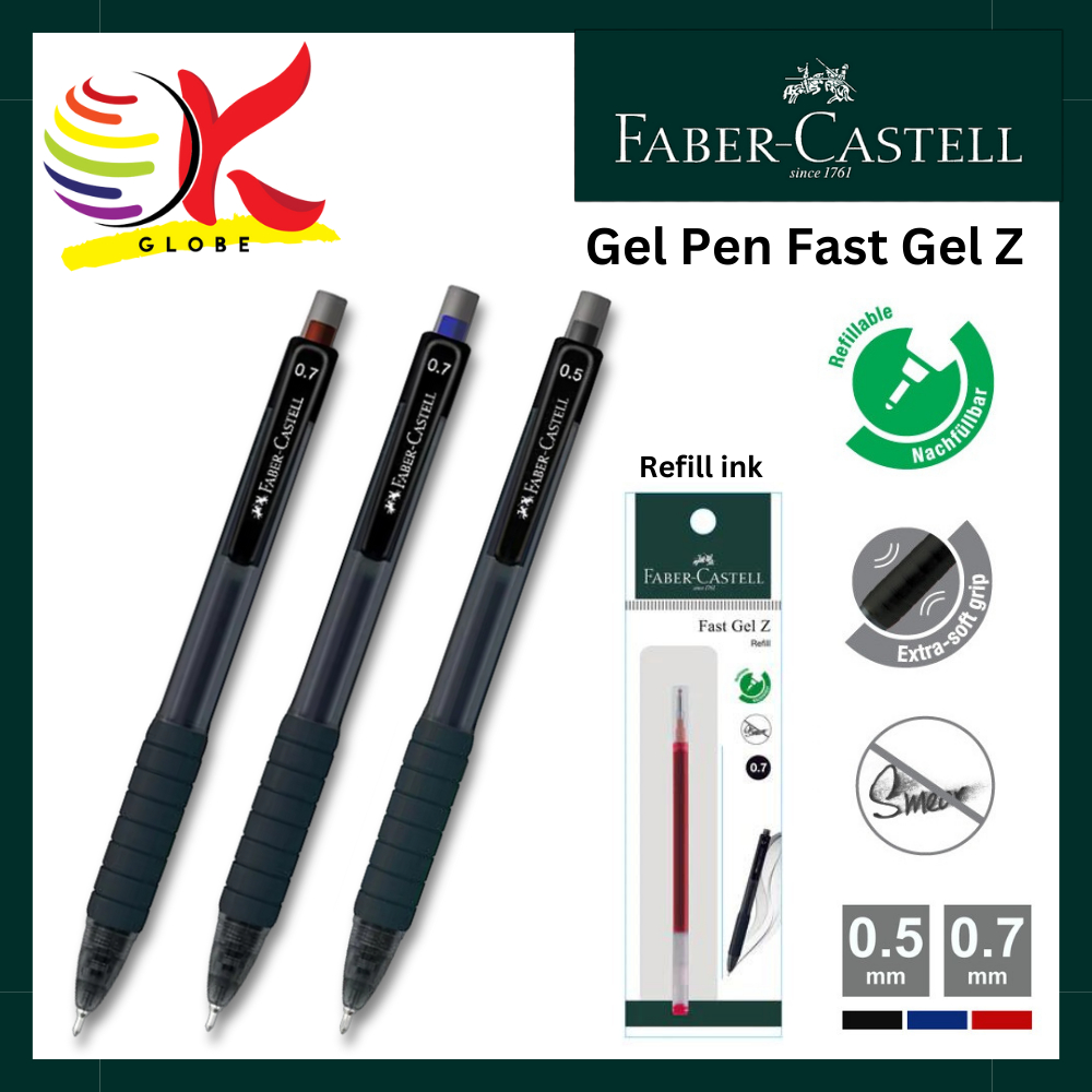 FABER CASTELL FAST GEL Z AIR GEL PEN 0.5MM 0.7MM RETRACTABLE NIB SIZE ...