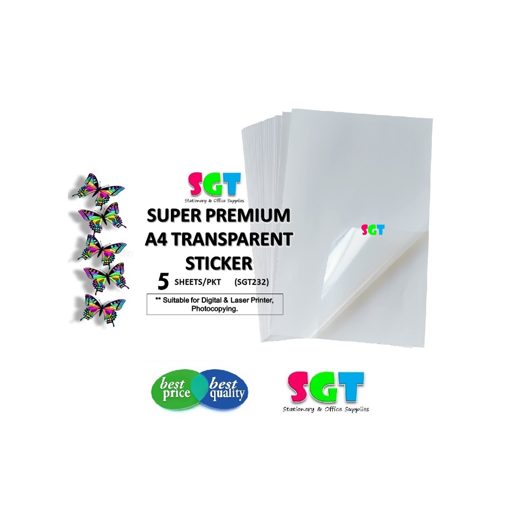 Super Premier A4 Transparent Sticker ( 5's / Pack ) | Shopee Malaysia