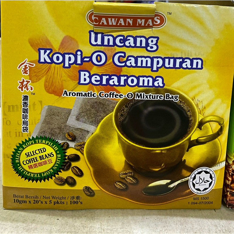 Cawan Mas Muar Kopi-O Campuran Beraroma Premium 100 Uncang 麻坡金杯浓香咖啡乌袋 ...
