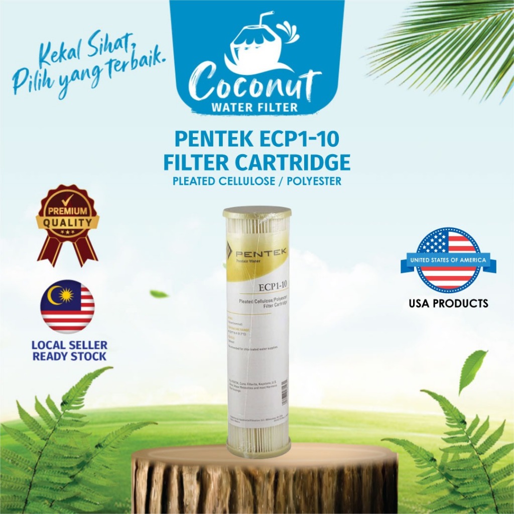 Original USA Pentek Pentair Water ECP1-10 1 Micron Pleated Cellulose ...