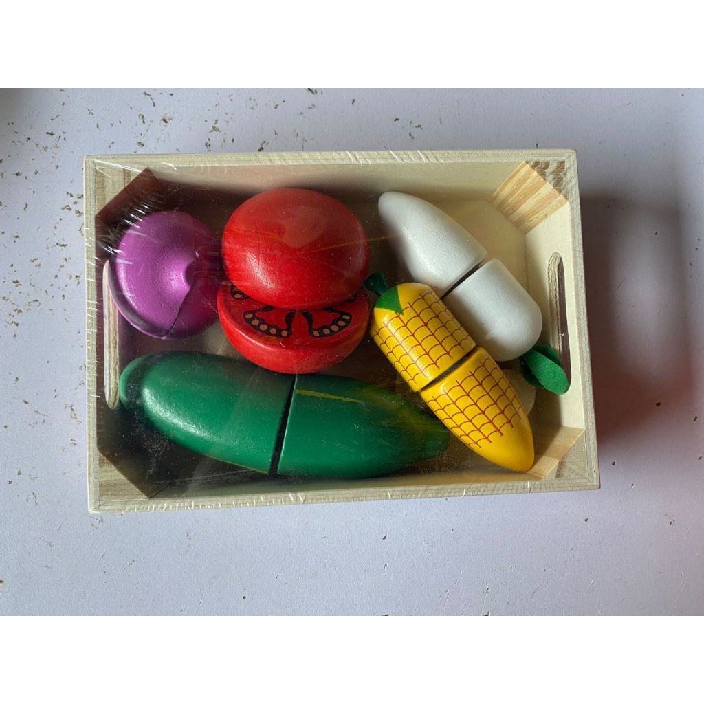 Kids Wooden Velcro Cutting Fruits and Vegetables Kitchen Toys Play Set ...