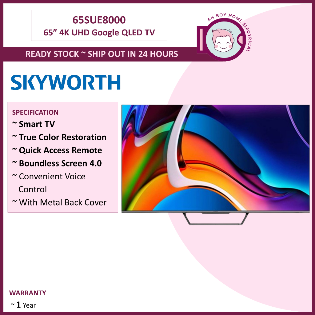 Skyworth 65" 4K UHD Google QLED TV ~ 65SUE8000 | Shopee Malaysia
