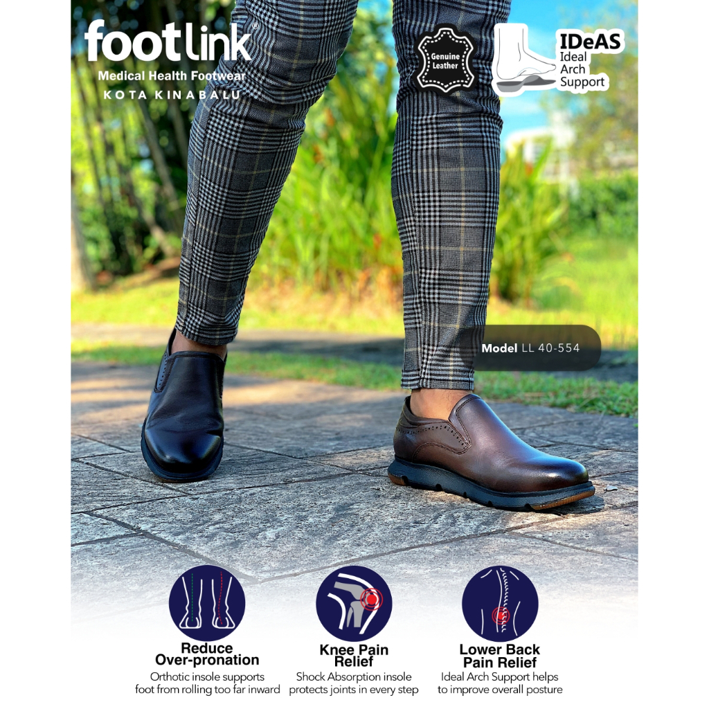 Footlink Smart Casual Dress Shoe with Arch Support (Leather) LL 40-554 ...