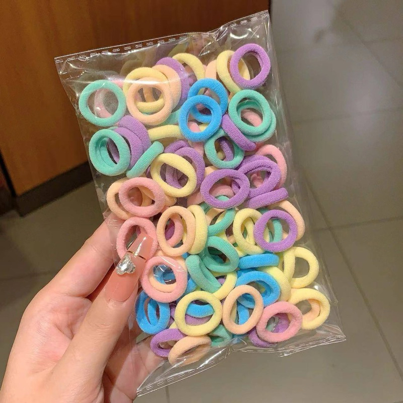 100pcs/set Rainbow Colour Hair Rope Children Elastic Hair Loop Hair ...