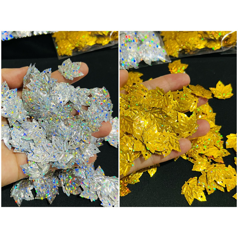 Maple Leaf Laser Sequin / Labuci 2 Holes 20g(200+- pcs) 22mm | Shopee ...