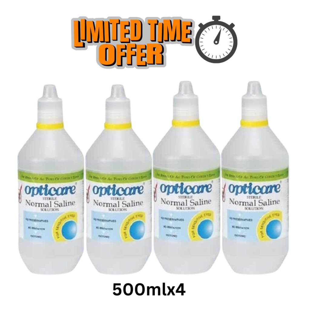 Opticare Normal Saline (Sterile) Solution 500mlx3+120ml / 500ml | Shopee Malaysia