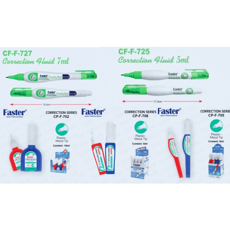 FASTER Correction Fluid Liquid Pen / Liquid Paper Pen Pemadam Pen CP ...