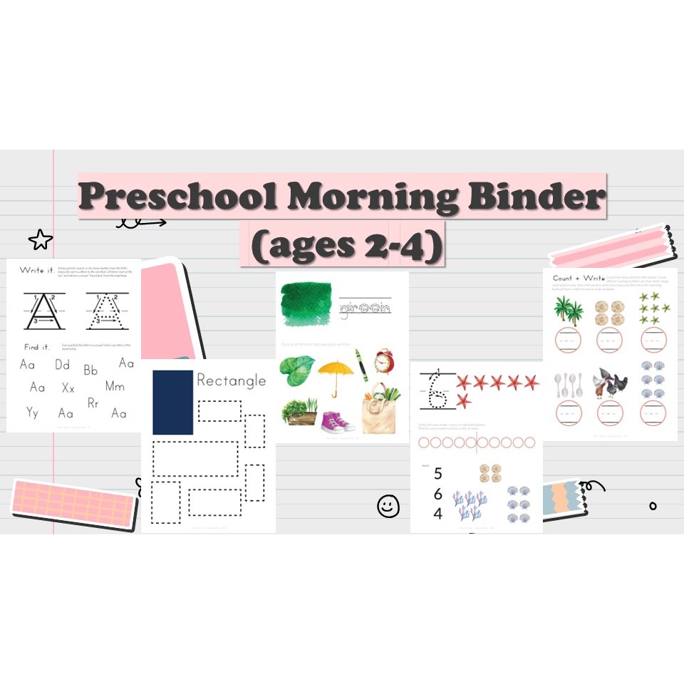 [PRE258] 111 pages Preschool Morning Binder (ages 2-4) Worksheet for ...