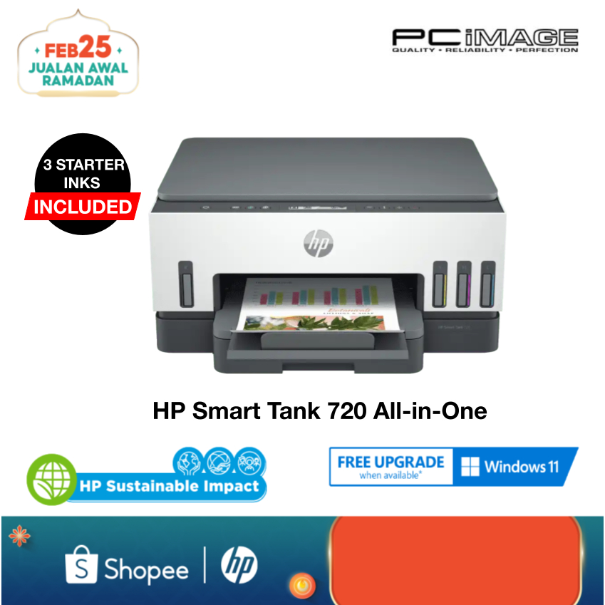 HP Smart Tank 720 All In One Printer Print/Scan/Copy/Wireless/Auto ...