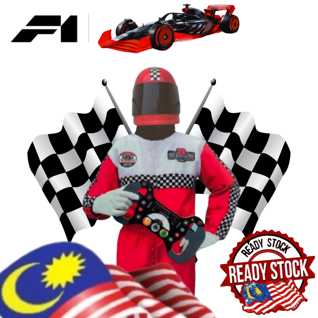 Pretend To Be Costume 1-Piece Red Suit & Helmet Racer Cosplay Quality ...