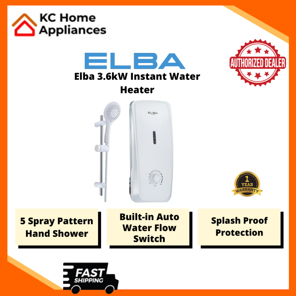 Elba Non Pump Water Heater | 3.6kW | 3 Spray Pattern | Splash Proof ...