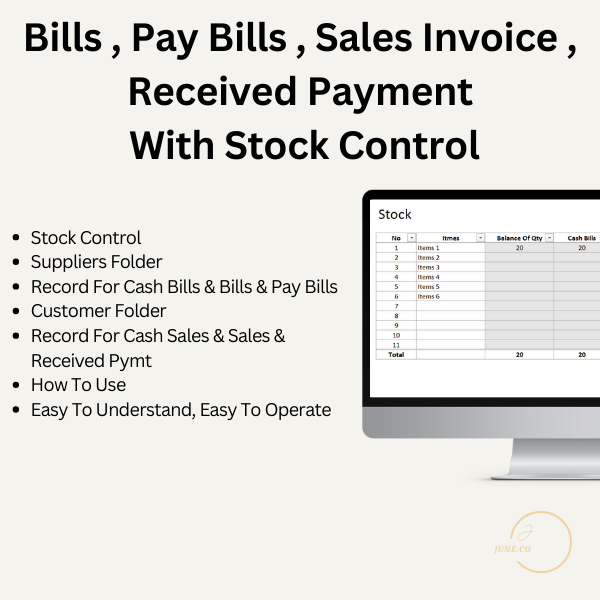 Bills Pay Bills Sales Invoice Received Payment With Stock Control ...