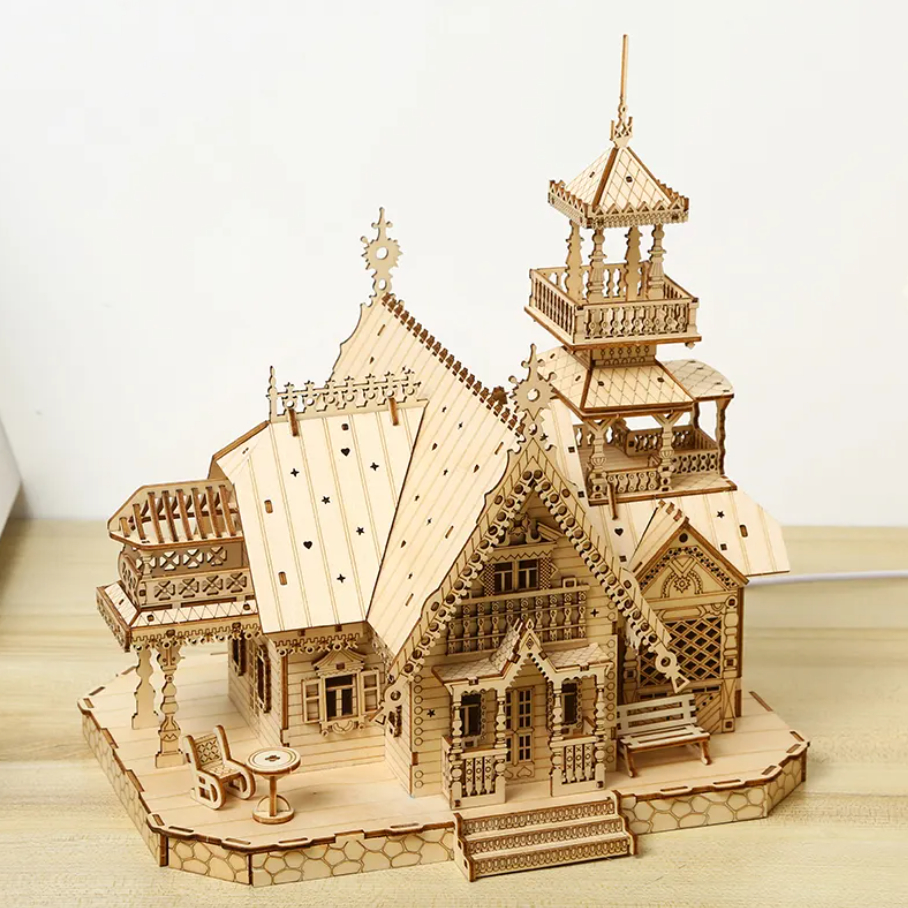 [Local Stock] Retro Villa Castle 3D Wooden Puzzles DIY Assemble Cottage ...