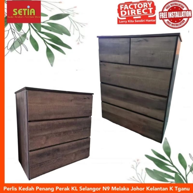 Setia-Ready Stok &Pasang Siap Drawer Chest 3 Drawer/4 Drawer/5 Drawer ...