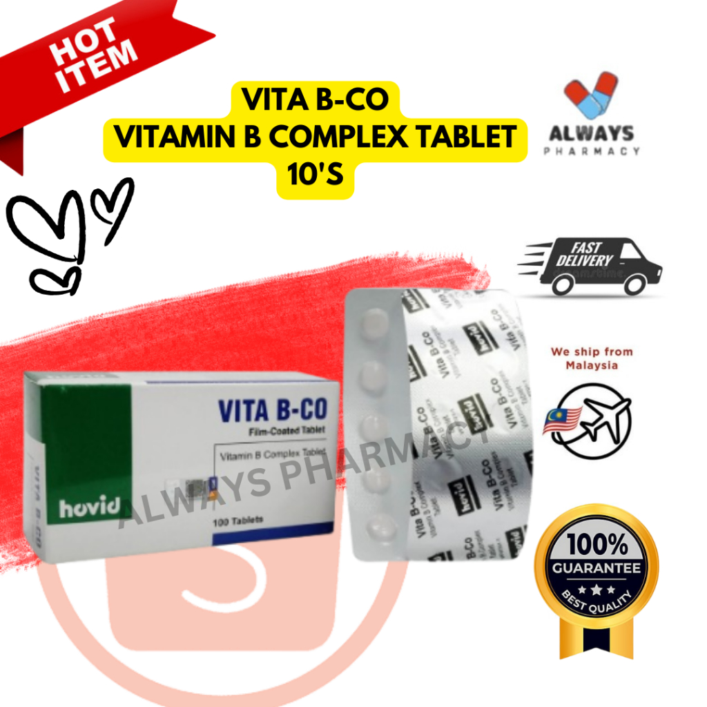 1 STRIP - HOVID VITA B-CO VITAMIN B COMPLEX TABLET 10'S - UNTUK TAMBAH ...